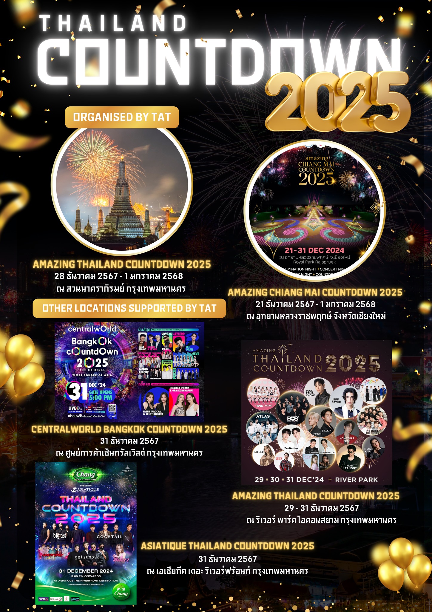 รวมพิกัดงาน Countdown 2025